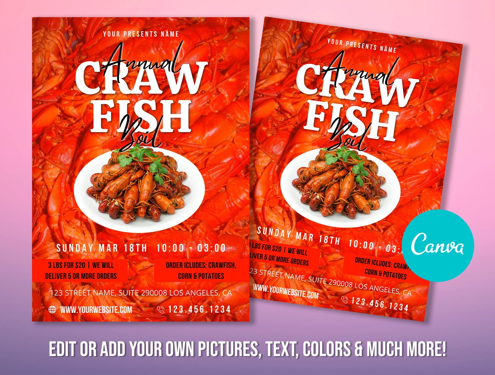 Crawfish Boil, Crawfish Boil Flyer, Crawfish Boil Invitation, Editable ...