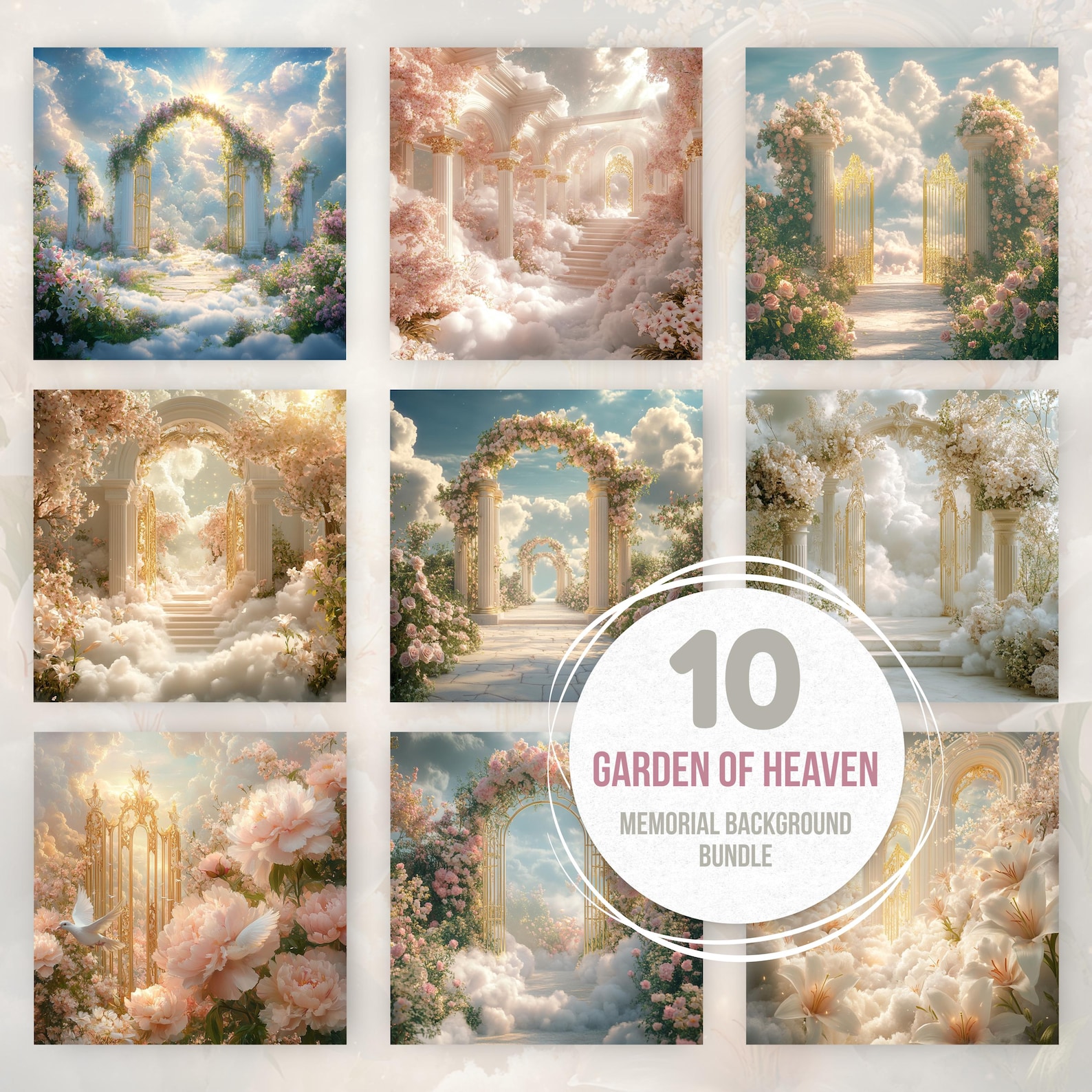 Memorial Background Bundle, 10 Heaven Images, Heavenly Garden of Heaven ...