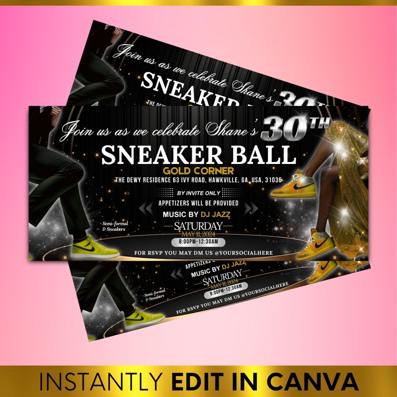 Editable Sneaker Ball Gala, Sneaker Ball Invite, Sneaker Ball Gala ...