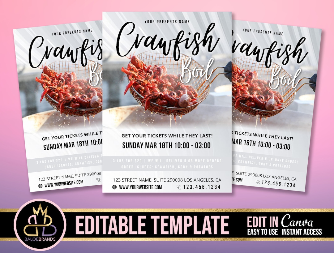 Crawfish Boil, Crawfish Boil Flyer, Crawfish Boil Invitation, Editable ...