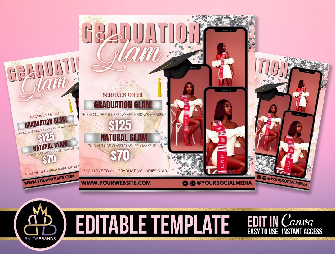 Prom Glam, Editable Social Media Flyer, Make-up Glam Graduation Beauty ...
