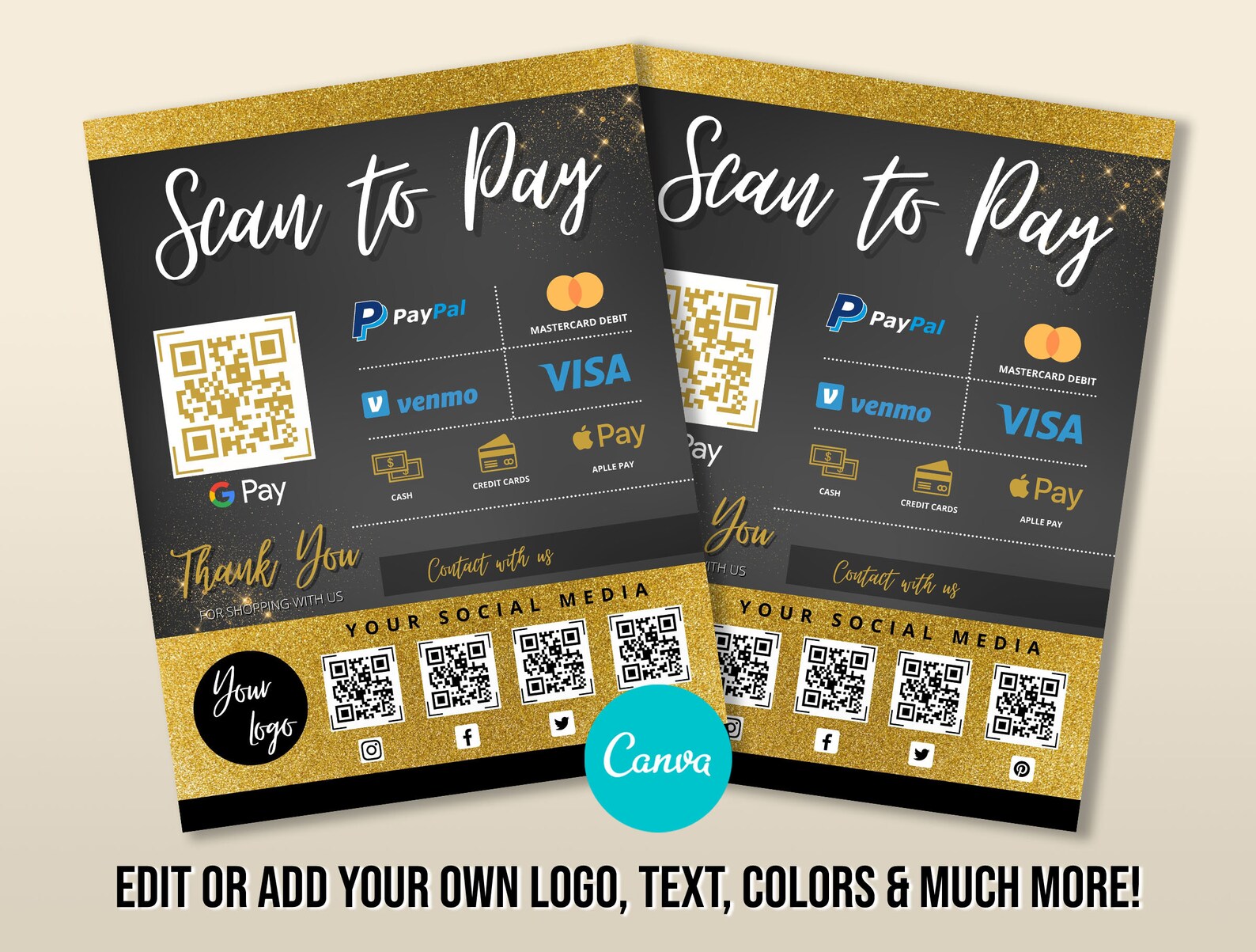 Scan to Pay Template Editable Template Canva Template Salon - Etsy
