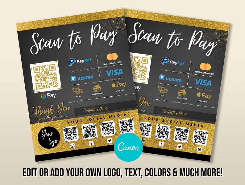 Scan To Pay Template Editable Template Canva Template Salon Etsy India