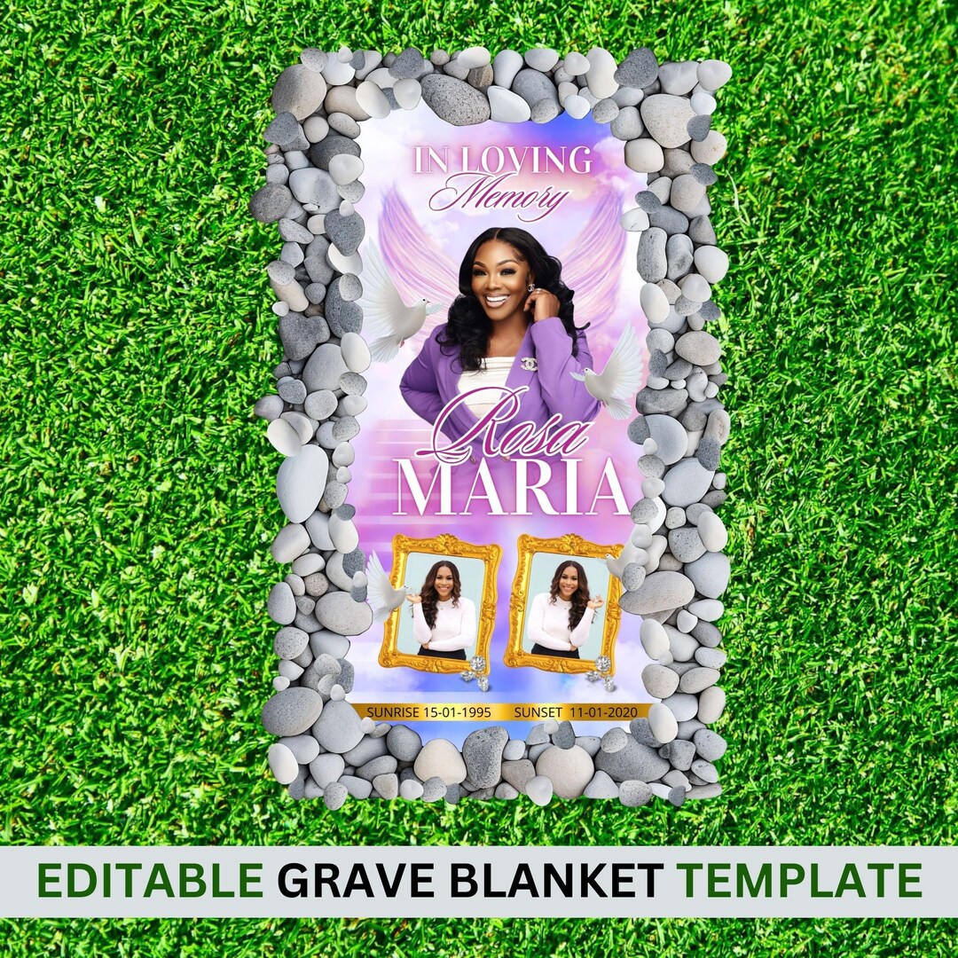 Memorial Grave Blanket Template, Editable Memorial Grave Blanket, Edit ...