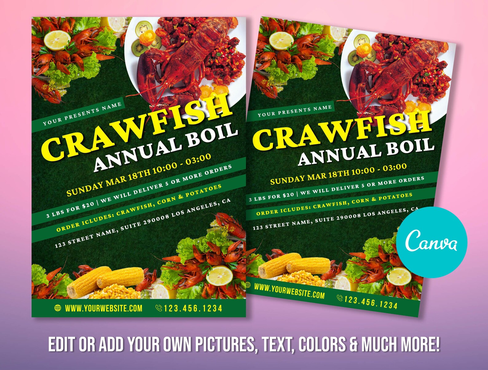 Crawfish Boil, Crawfish Boil Flyer, Crawfish Boil Invitation, Editable ...