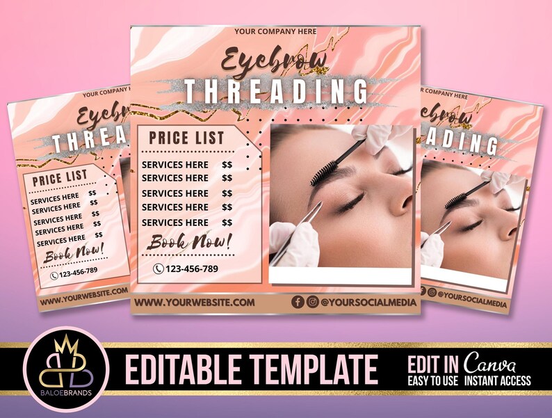 Eyebrow Threading Editable Flyer Template Instagram Social - Etsy