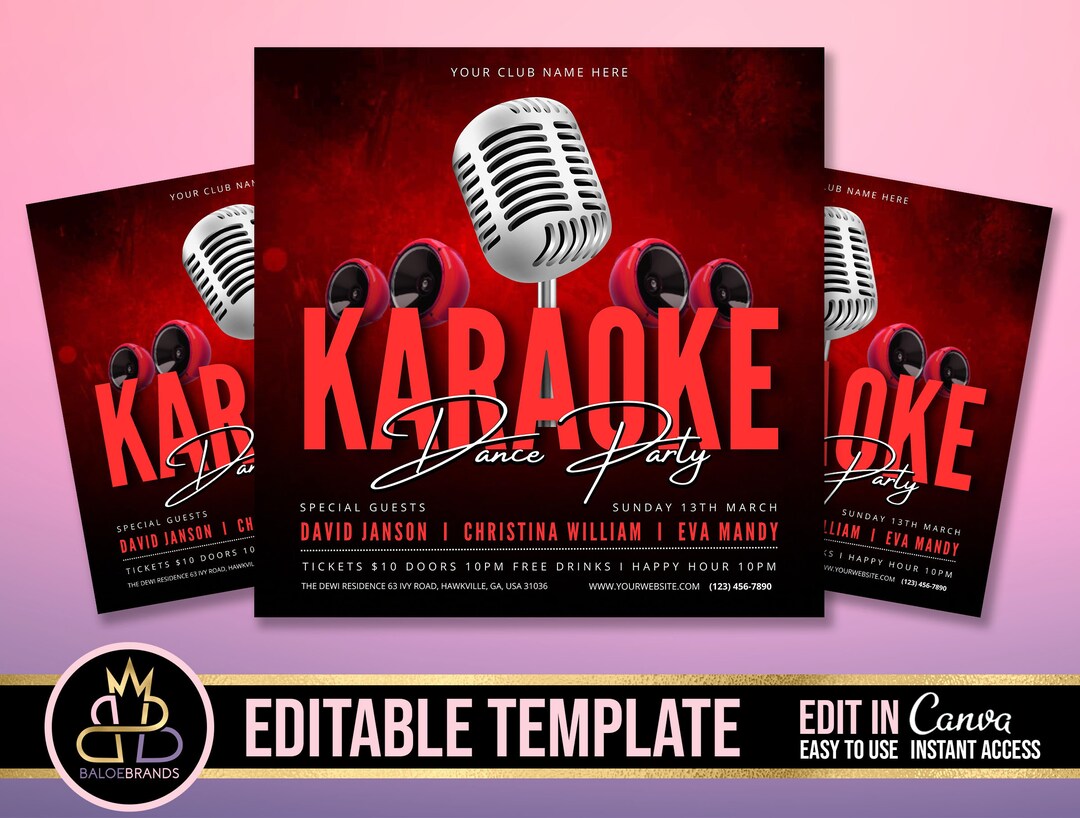 Karaoke Flyer Template, Flyer Template, Karaoke Flyer Invite, Karaoke ...