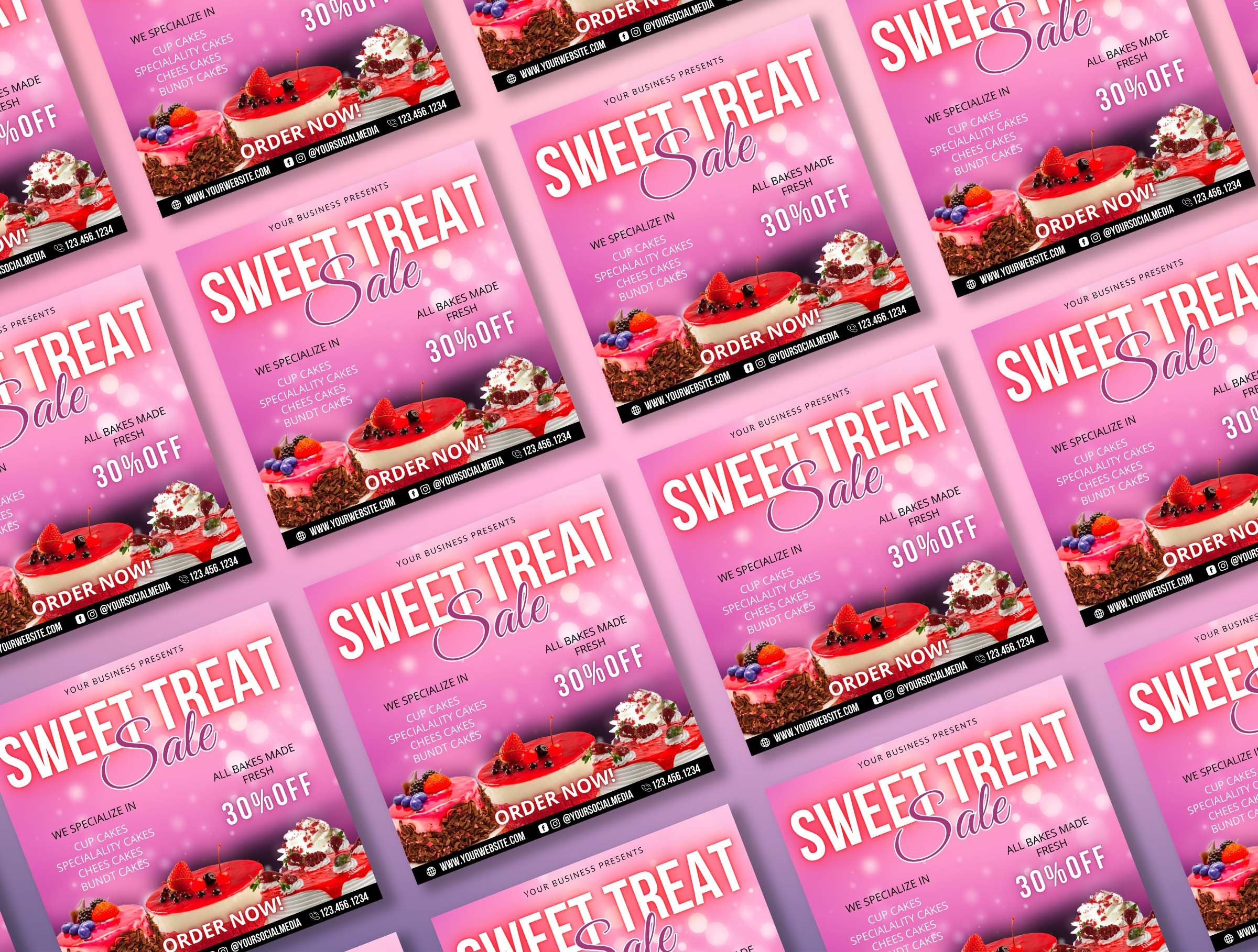 BAKING DESSERT Flyer Template, Cake Dessert Sweets Sweet Canva Bakery ...