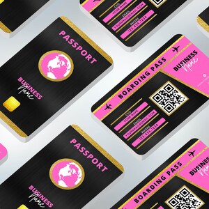 PASSPORT BUSINESS Cards, Boarding Pass Business Cards, DIY Canva ...