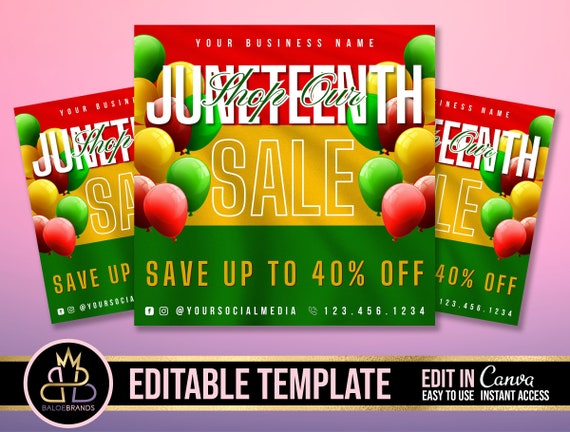 JUNETEENTH Sale Flyer Editable Template E-FLYER Template | Etsy