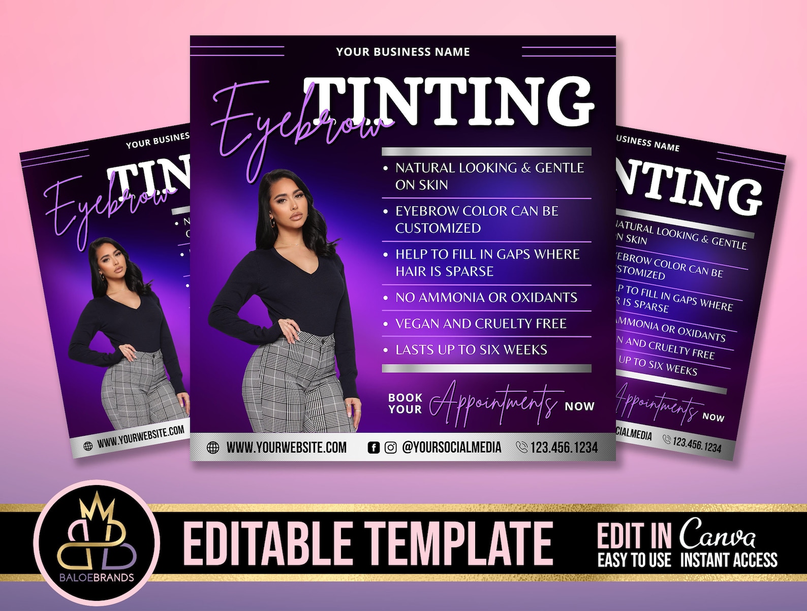 Eyebrow Threading, Editable Flyer Template, Instagram Social Media ...