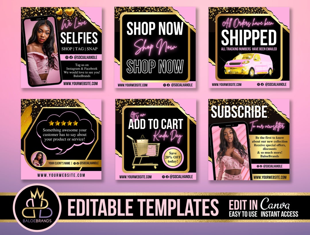 Canva Templates, DIY Social Media Flyer Bundle, Sale Flyer, Shipped ...
