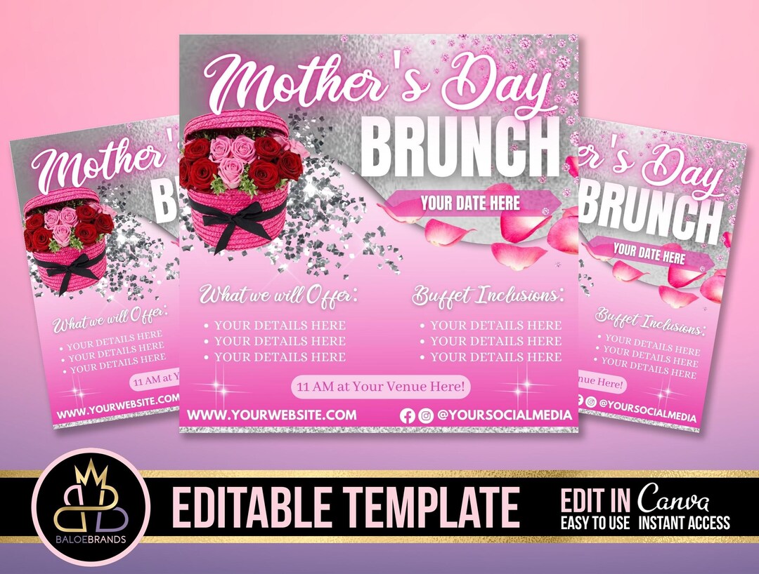Mother's Day Editable Social Media Flyer, DIY Canva Template, Mothers ...