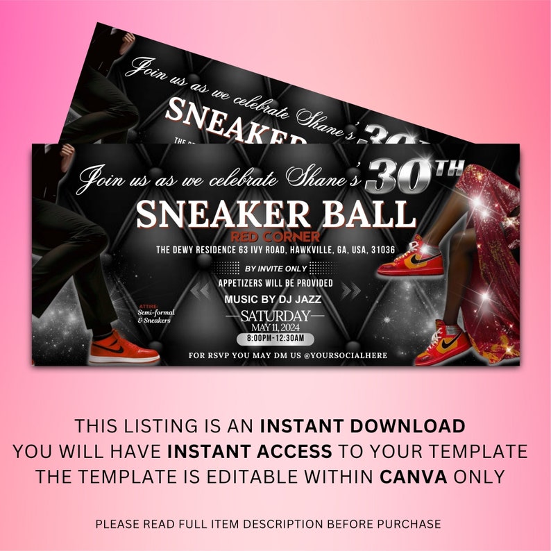 Editable Sneaker Ball Gala, Sneaker Ball Invite, Sneaker Ball Gala ...