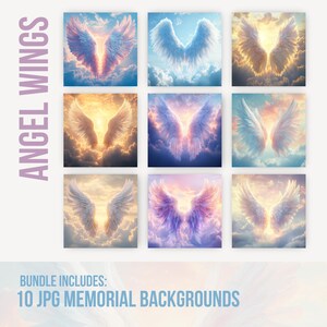 Angel Wings, Memorial Background Bundle, Wings Background Images, in ...