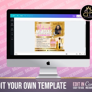 Editable Social Media Flyer, Make up Event, Make up and Mimosas, Brunch ...