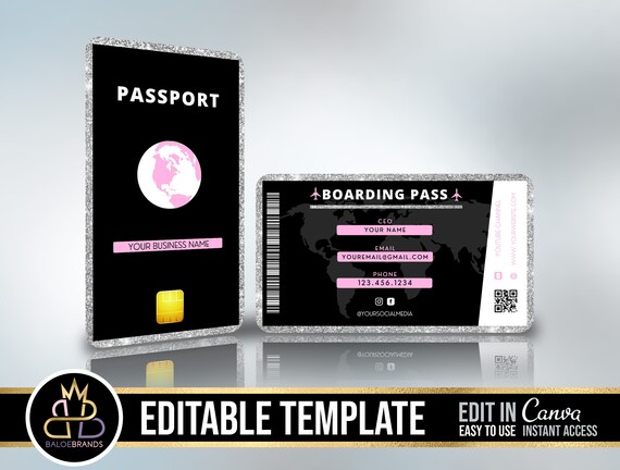 PASSPORT BUSINESS Cards Boarding Pass Business Cards DIY - Etsy
