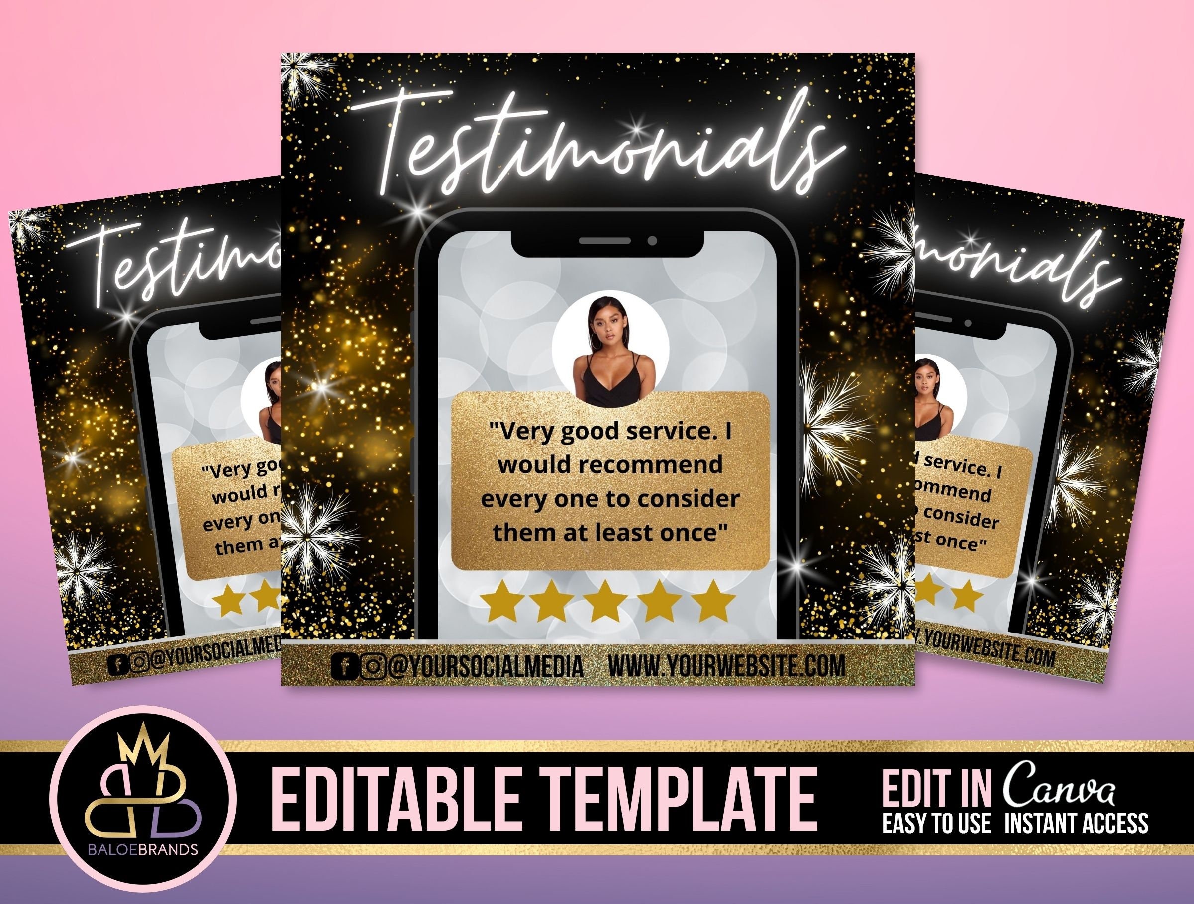 Customer Review Social Media Flyer Instagram Flyer Pink - Etsy