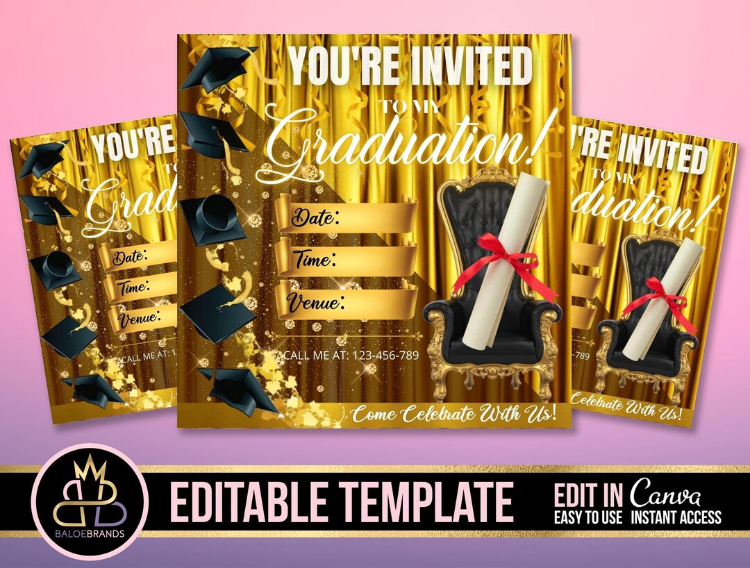 Graduation Party, Graduation Flyer, Editable Template, Graduation ...