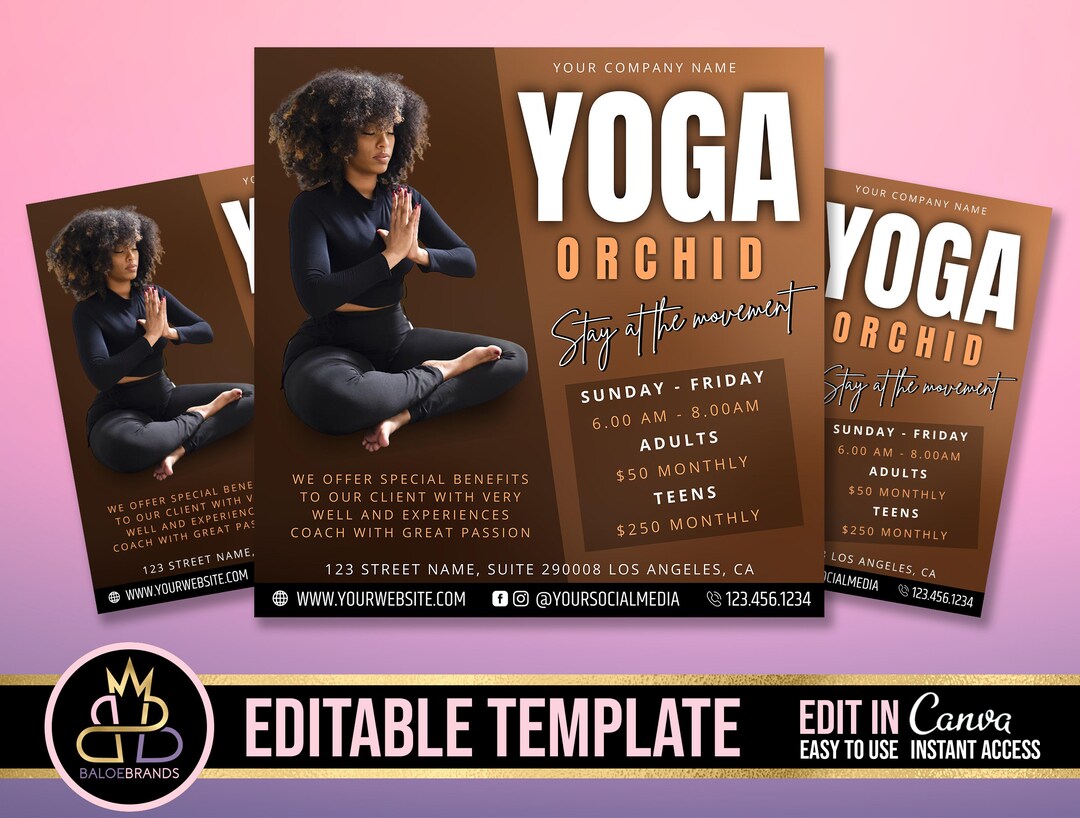 Yoga Class Instructor Flyer Template, Yoga Flyer, Editable Template ...