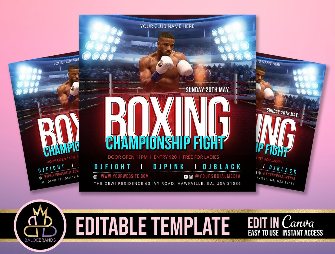 Editable Party Flyer Social Media, Boxing Night Flyer, Party Invitation ...
