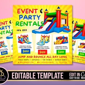 Bouncy House Flyer, Editable Social Media Flyer, Bouncy Castle Rental ...