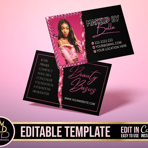 Canva DIY Business Card Canva Makeup Card Make-up Make up - Etsy