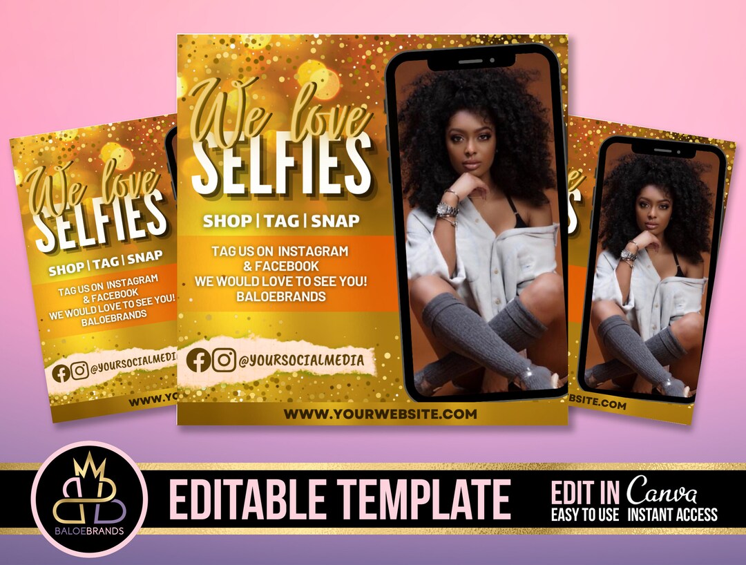 Tag Us in Your Selfies Template, Editable Social Media Flyer, DIY We ...