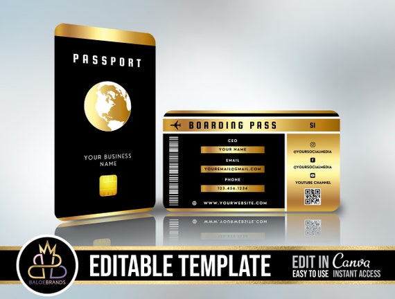 PASSPORT BUSINESS Cards Boarding Pass Business Cards DIY - Etsy