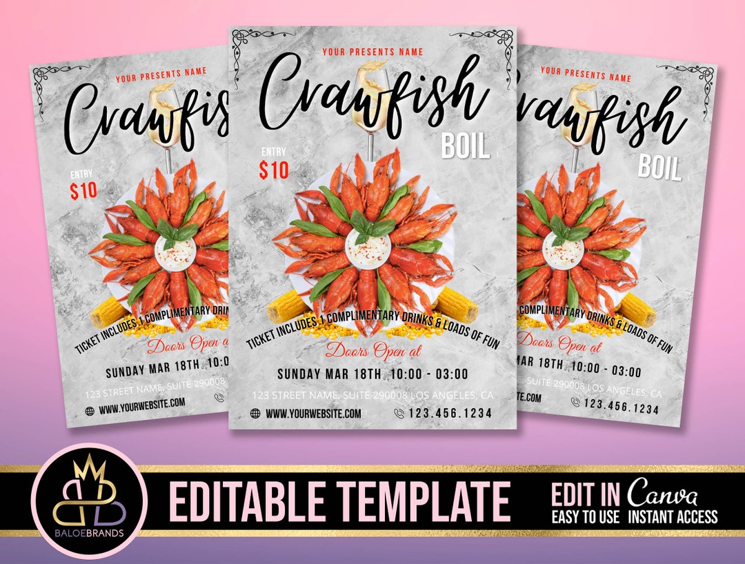 Crawfish Boil, Crawfish Boil Flyer, Crawfish Boil Invitation, Editable ...