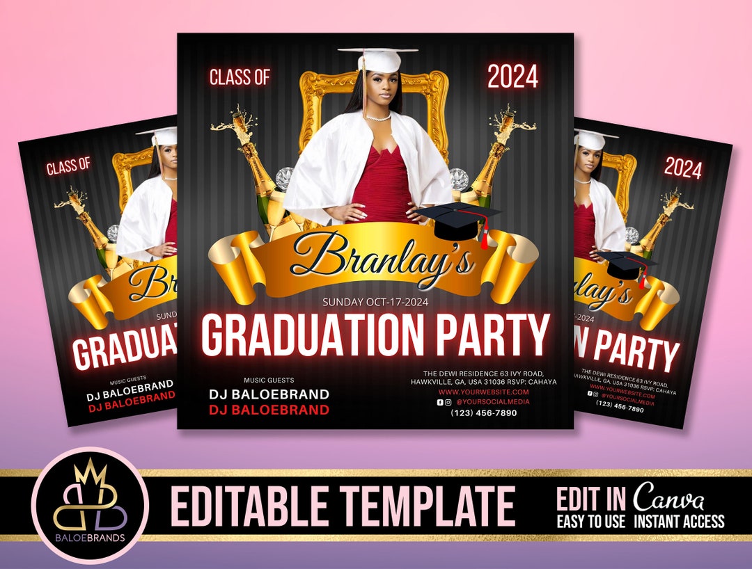 Graduation Party, Graduation Flyer, Editable Template, Graduation ...