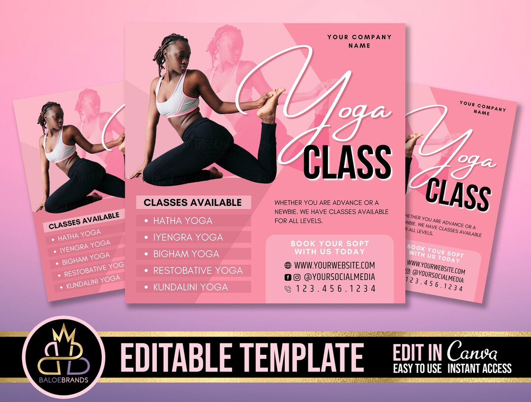 Yoga Class Instructor Flyer Template, Yoga Flyer, Editable Template ...