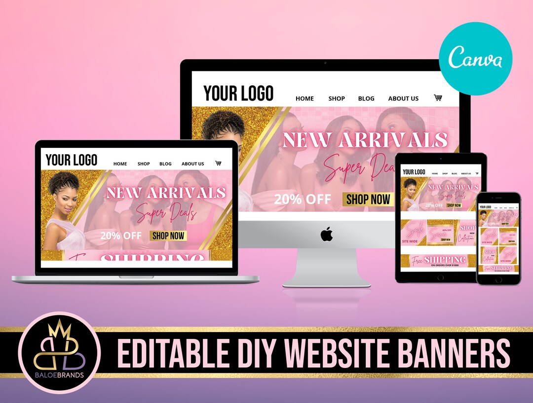 Editable Website Banner Template, Web Banners, Boutique Website Banners ...