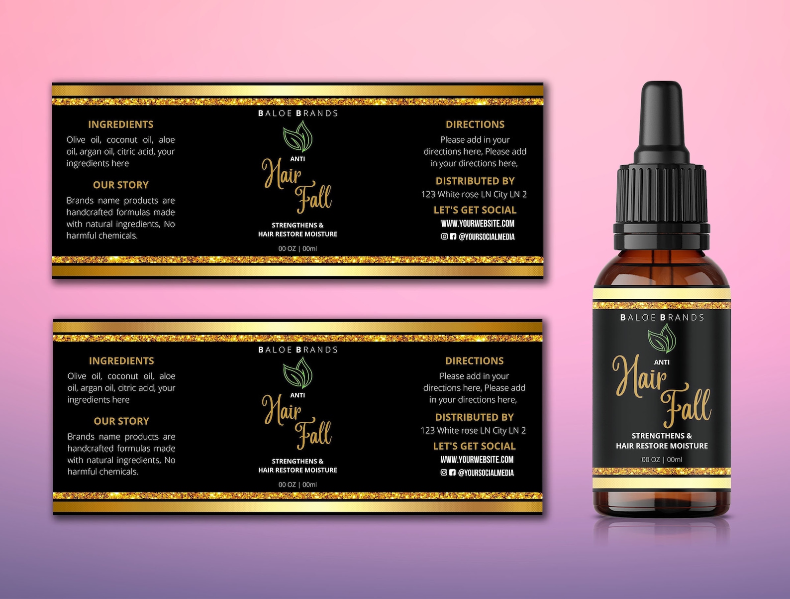 DIY Oil Bottle Label, Hair Oil, Hair Growth Oil, Dropper Bottle Label ...
