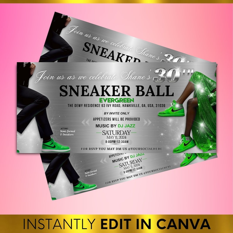 Editable Sneaker Ball Gala, Sneaker Ball Invite, Sneaker Ball Gala ...