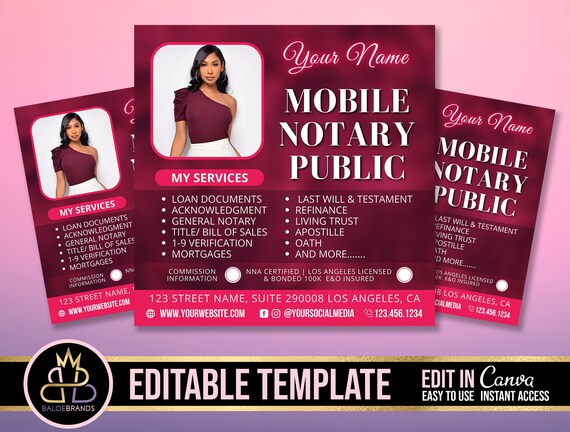 Notary Public Service Flyer Template Notary Social Media - Etsy