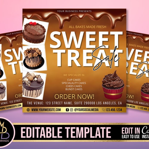 Sweet Treat Flyer Template Bakery Business Sweets Business - Etsy