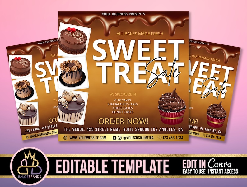 BAKING DESSERT Flyer Template Cake Dessert Sweets Sweet Canva - Etsy