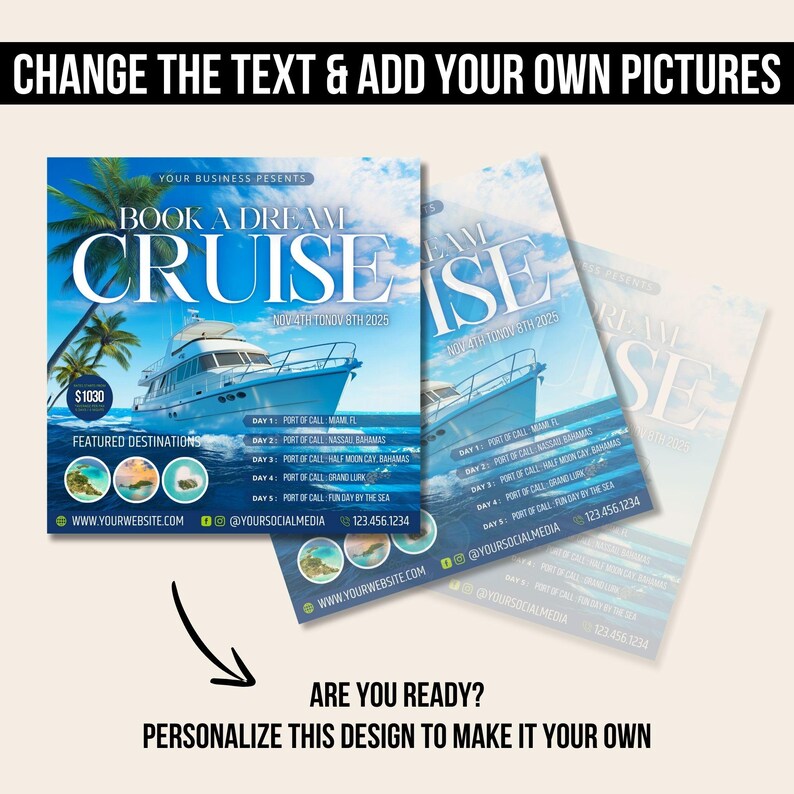 Cruise Trip Flyer, Cruise Vacation Business Trip Template Boat Yacht ...