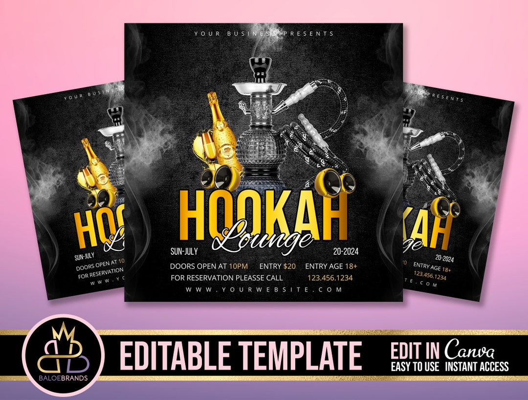 Hookah Party Flyer, Hookah Invitation, Hookah Lounge Flyer, Shisha ...