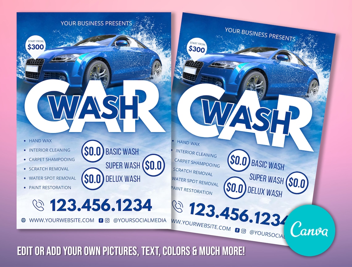 Car Wash Flyer, Editable Template, Car Detailing Flyer, Car Wash Post ...
