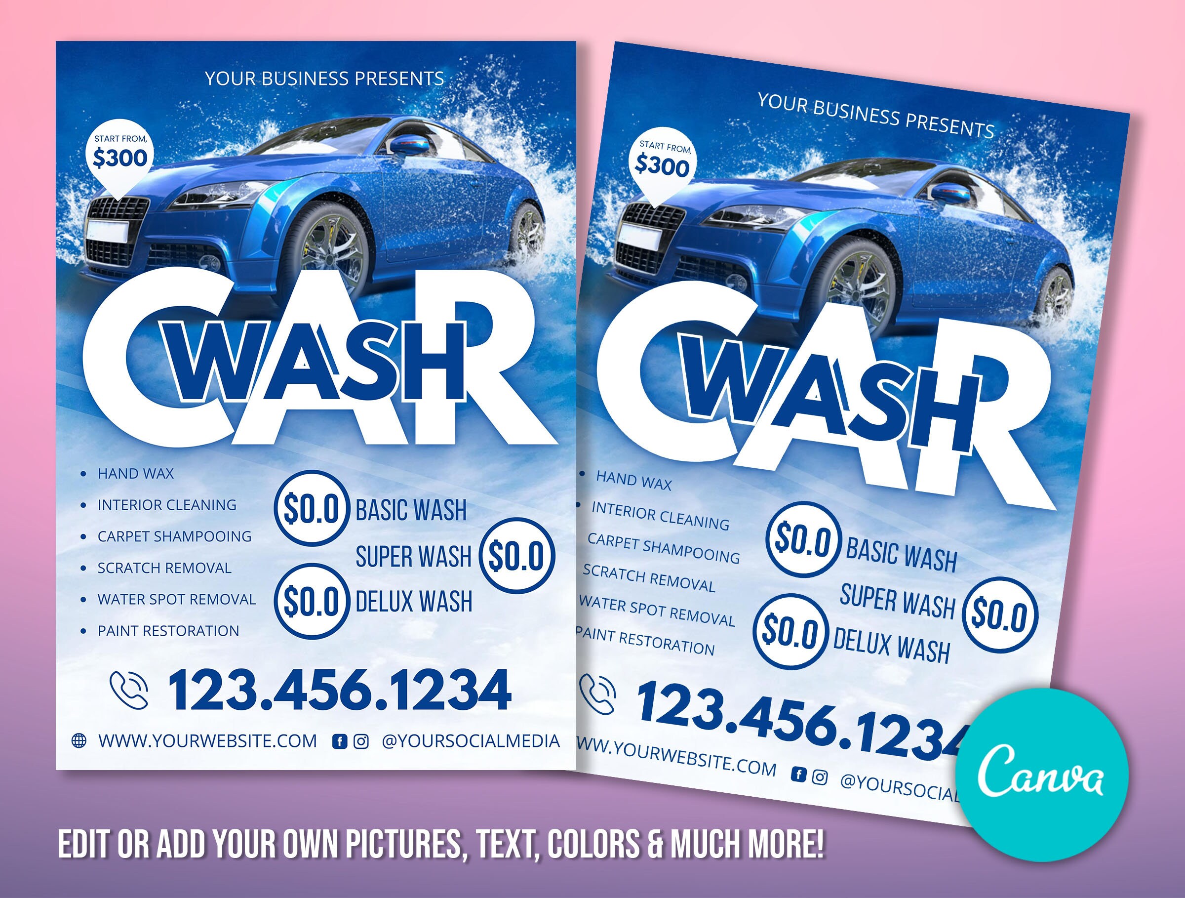 Car Wash Flyer Editable Template Car Detailing Flyer Car - Etsy