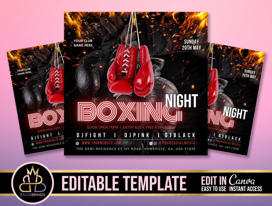 Editable Party Flyer Social Media, Boxing Night Flyer, Party Invitation ...