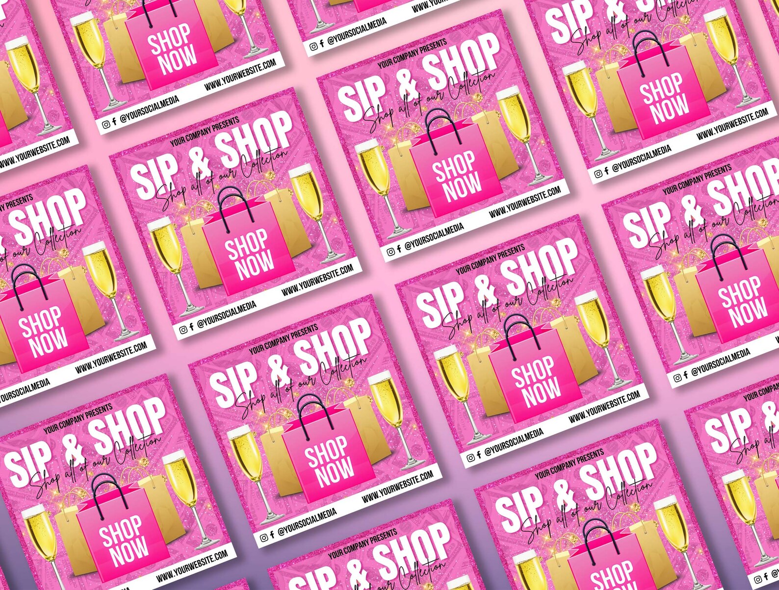 Sip and Shop, Editable Social Media Flyer, DIY Canva Template Editable ...