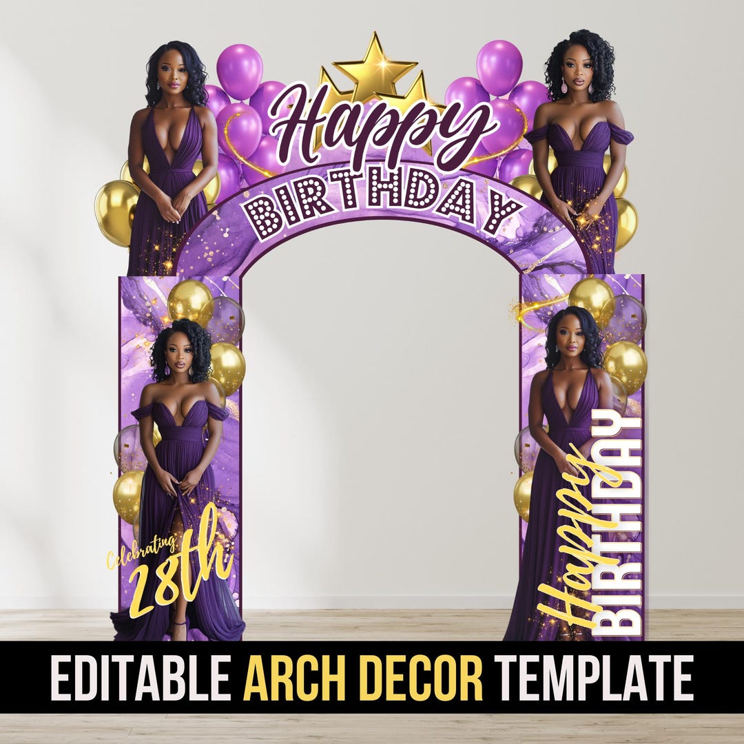 Birthday Entrance Arch, Welcome Decor, Editable Template Birthday Party ...