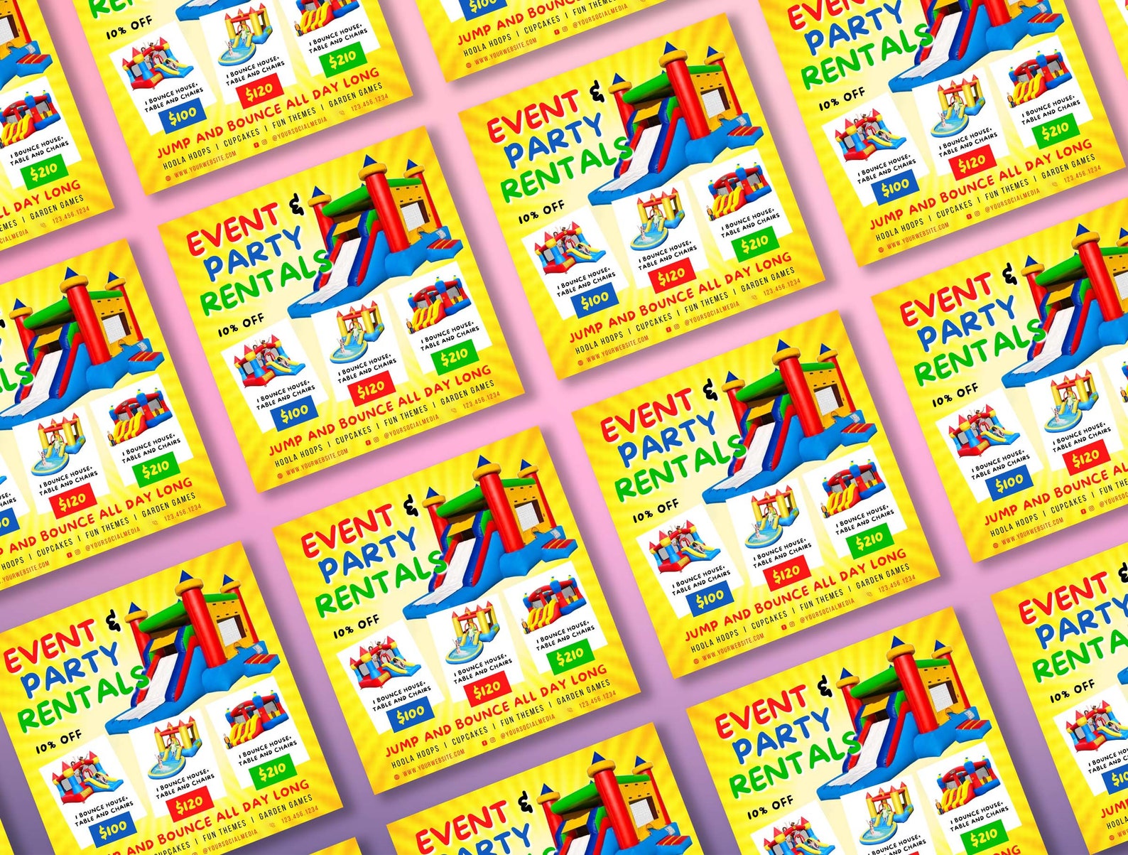 Bouncy House Flyer, Editable Social Media Flyer, Bouncy Castle Rental ...