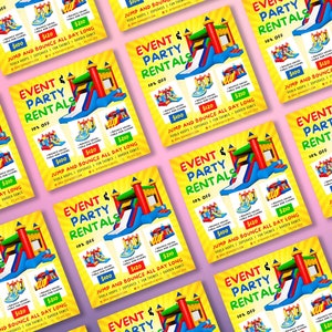 Bouncy House Flyer, Editable Social Media Flyer, Bouncy Castle Rental ...