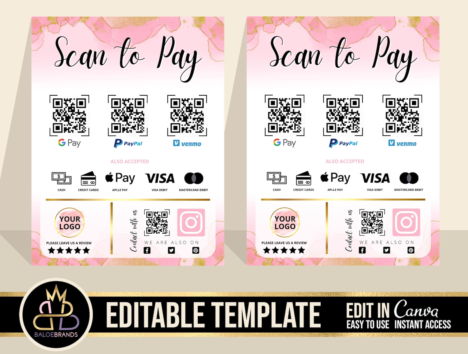 Scan to Pay Template Editable Template Canva Template Salon - Etsy