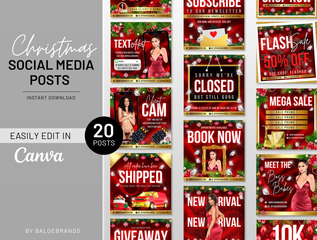 Christmas Social Media Posts Bundle, Christmas Flyer, Christmas ...