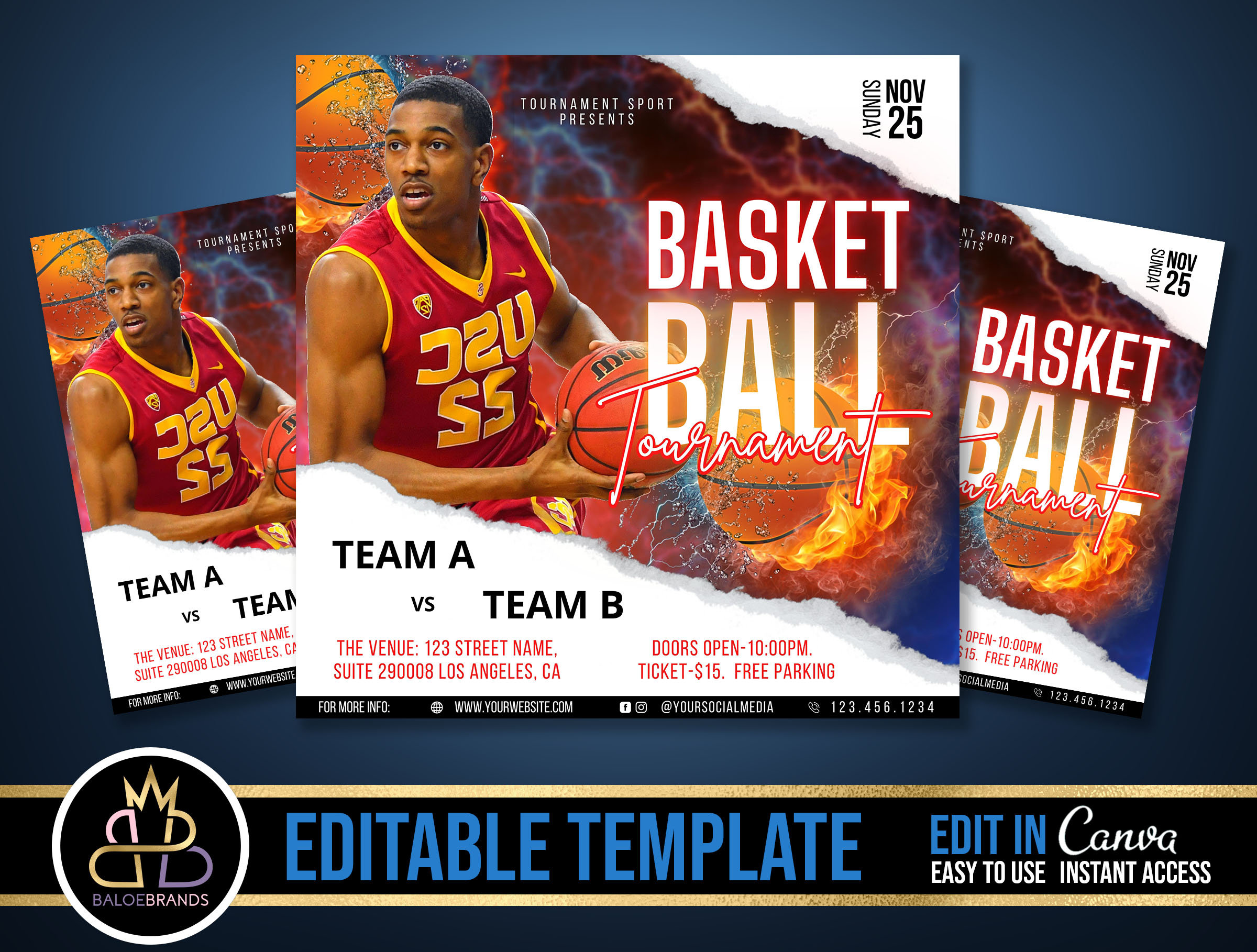 Basketball Flyer Basketball Sport Flyer Editable Canva Sport - Etsy